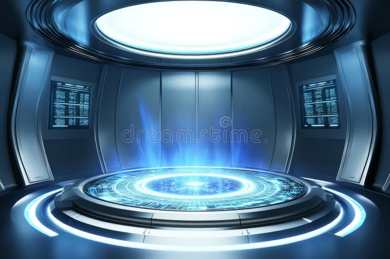 A Futuristic 3D Background of an Advanced Teleportation Chamber. the ...