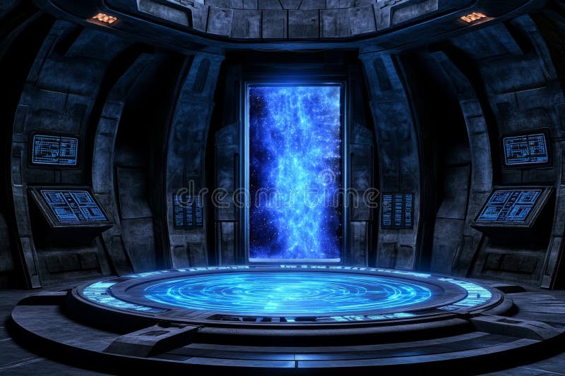 A Futuristic 3D Background of an Advanced Teleportation Chamber. the ...