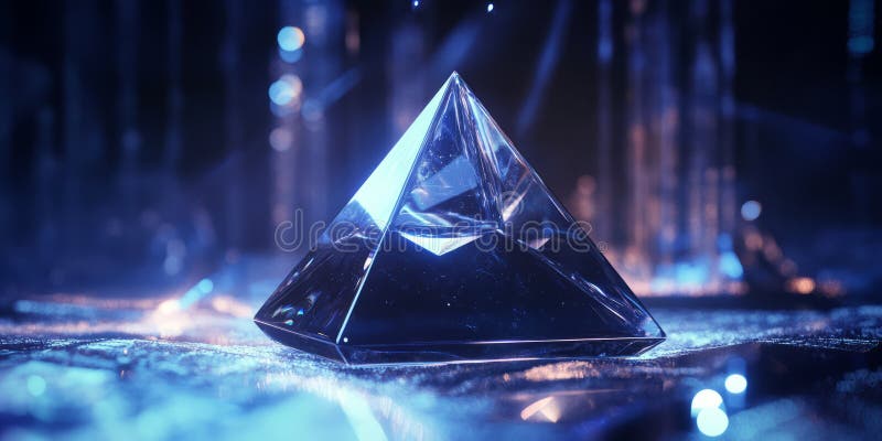 A Futuristic 3D Background Depicting a Levitating Metallic Pyramid ...