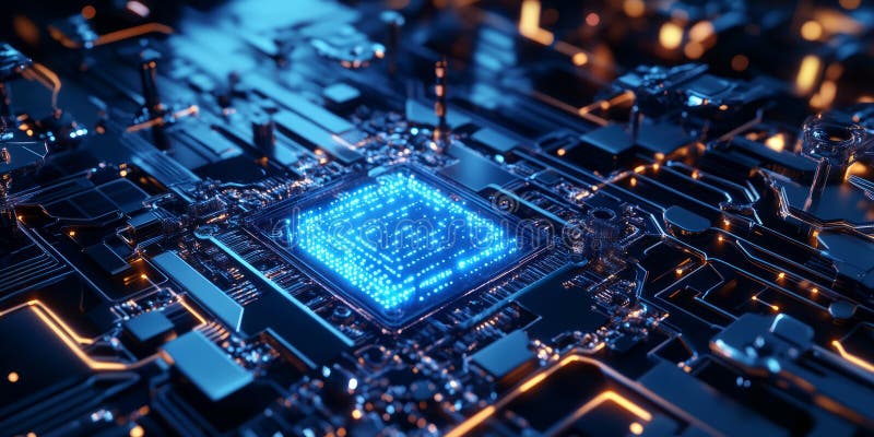 A Futuristic 3D Background of an Enormous AI Core Chamber. the Massive ...