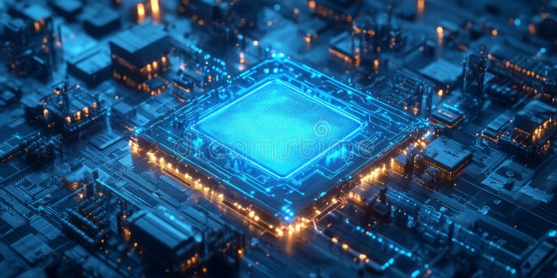 A Futuristic 3D Background of an Enormous AI Core Chamber. the Massive ...