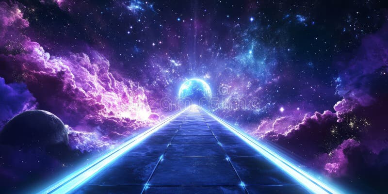 Futuristic 3d Background Featuring Endless Glowing Pathway Leading ...