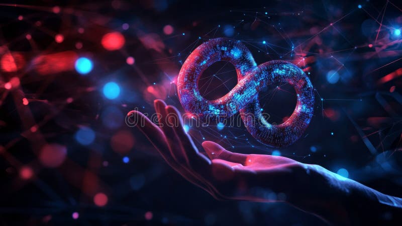 Futuristic 3d Background Hand Holding Vr Infinity Symbol for Metaverse ...