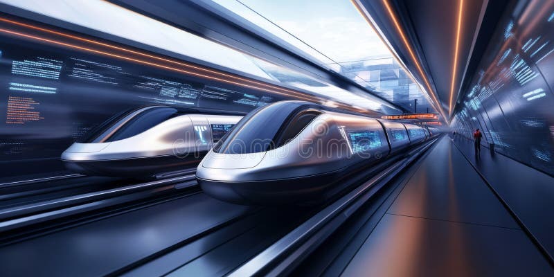 A Futuristic 3D Background of a Hyperloop Station Where Passengers ...
