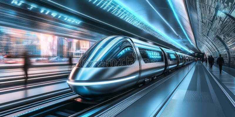 A Futuristic 3D Background of a Hyperloop Station Where Passengers ...