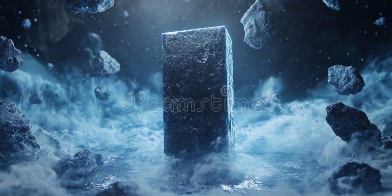 A Futuristic 3D Background Showcasing a Levitating Monolith Surrounded ...
