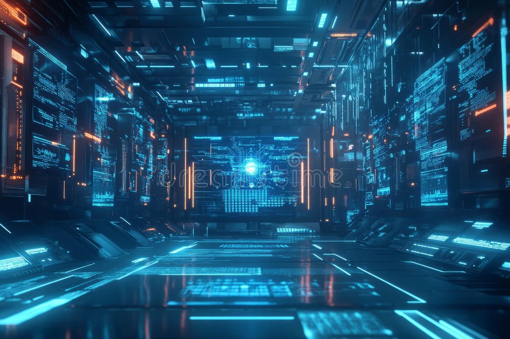 A Futuristic 3D Background of a Sleek AI Command Center, Where ...