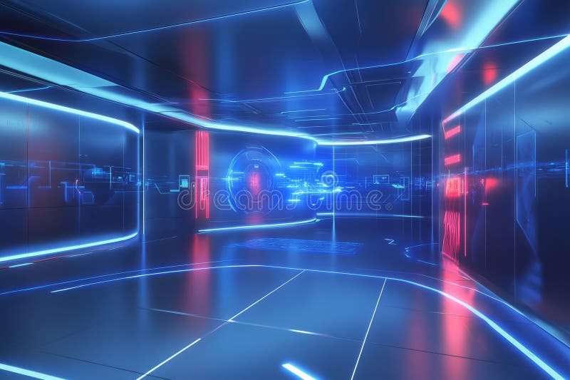 Digital Warriors Battle in a Futuristic Virtual Arena during an Intense ...