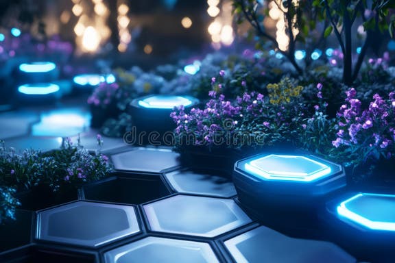 A Futuristic 3D Background Where Hexagonal Tiles Form a Layered ...