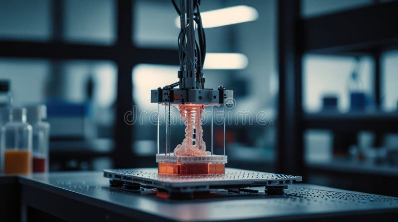 Futuristic 3D Bioprinter Creating Organic Tissue in a High-Tech ...