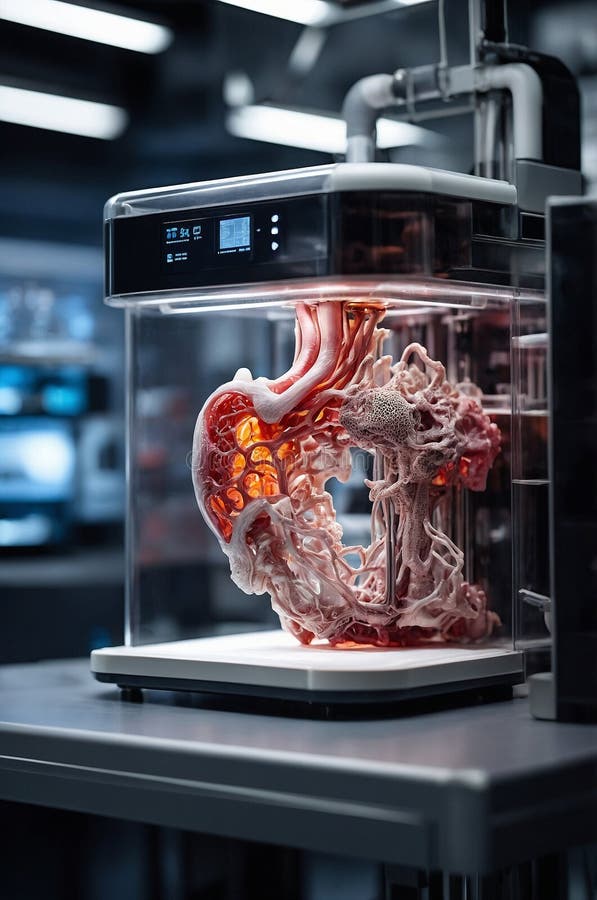 Advanced 3D Bioprinter Creating Complex Human Organ Structure Stock ...
