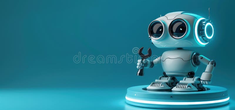 Futuristic 3d Bot: Service Robot with Tools on Digital Platform ...