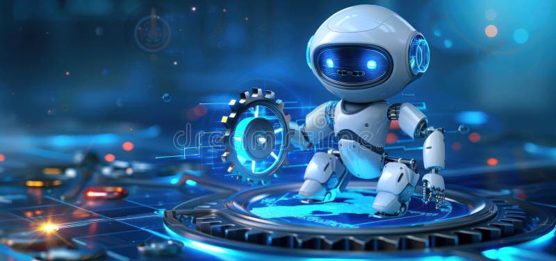 Futuristic 3d Bot: Service Robot with Tools on Digital Platform ...