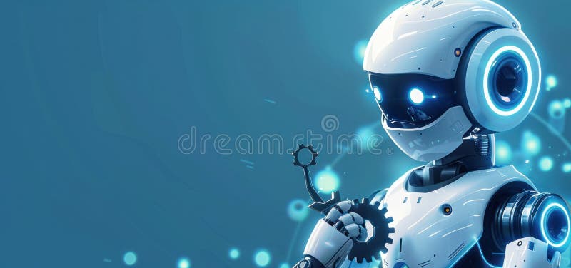 Futuristic 3d Bot: Service Robot with Tools on Digital Platform ...