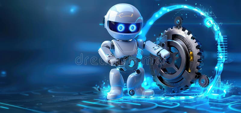 Futuristic 3d Bot: Service Robot with Tools on Digital Platform ...