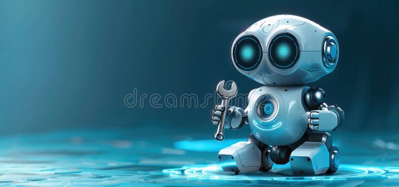 Futuristic 3d Bot: Service Robot with Tools on Digital Platform ...
