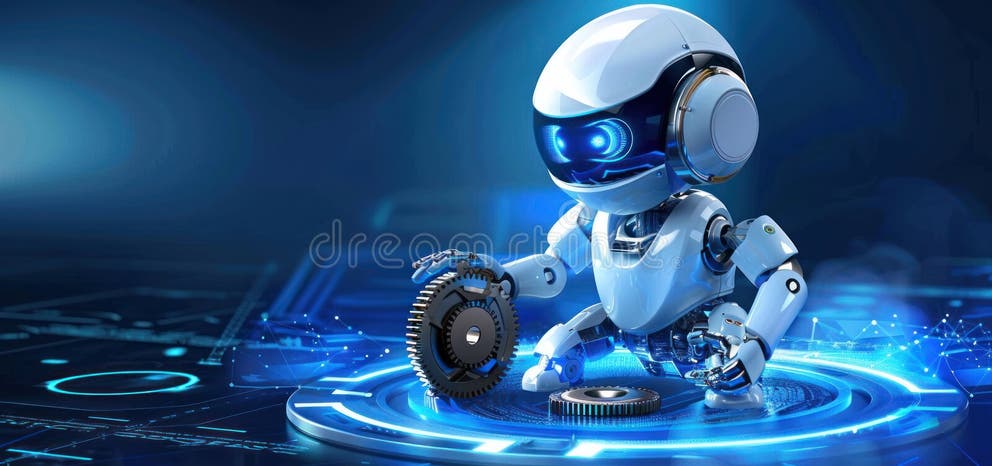 Futuristic 3d Bot: Service Robot with Tools on Digital Platform ...