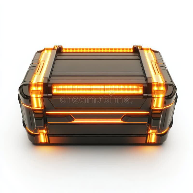 A Futuristic 3D Box with Glowing Neon Edges Giving Stock Illustration ...