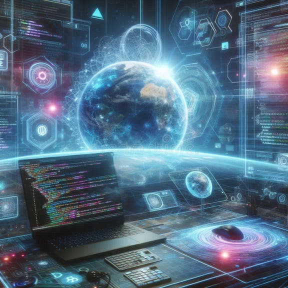 Futuristic 3D Coding VR with Holographic Interfaces and AI-Powered Floating Code Stock ...