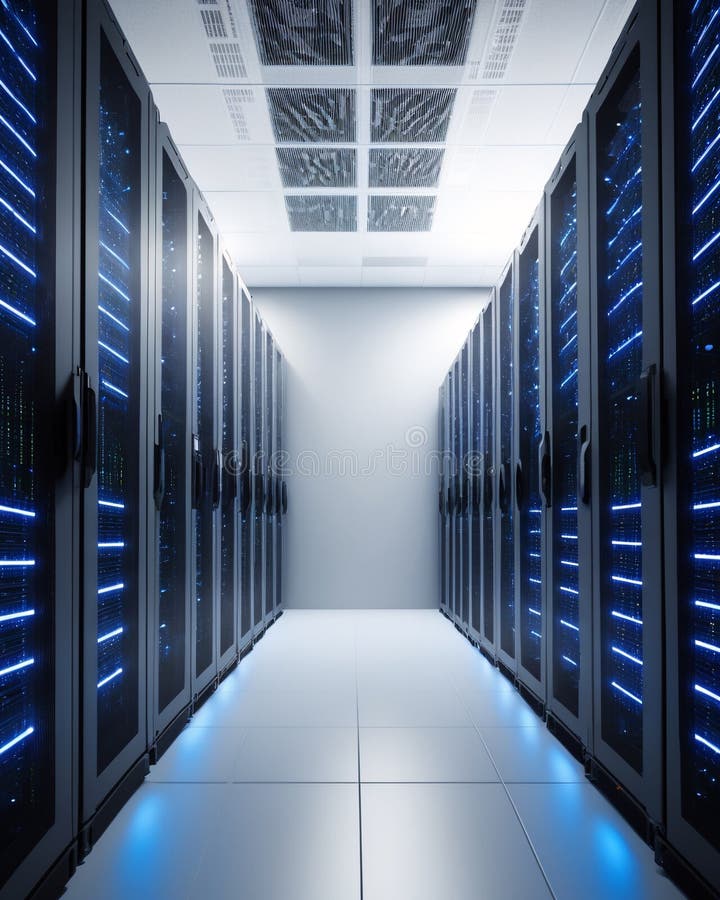 Futuristic 3D Concept: Big Data Center Chief Technology Officer Using ...