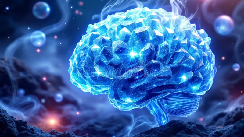 Futuristic 3D Crystal Brain Illustration Representing Advanced ...