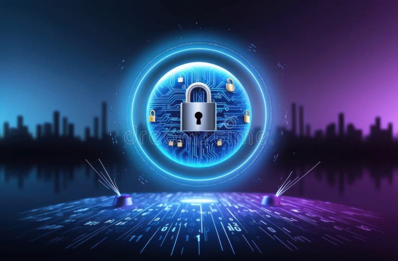 Futuristic 3D Cybersecurity Concept Illustration with Glowing-Digital ...