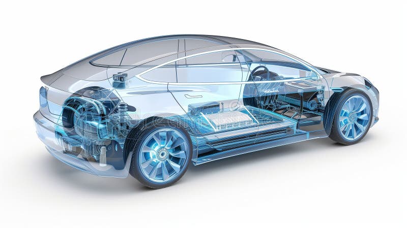 Futuristic 3D of an Electric Car Concept with Detailed Wireframe and ...