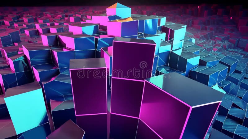 Futuristic 3D Geometric Shape Background, Virtual Environment Filled ...