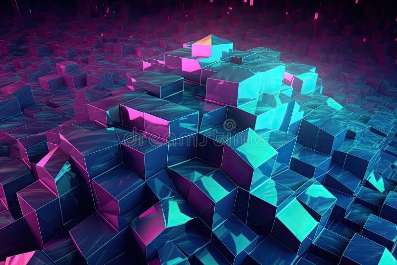 Futuristic 3D Geometric Shape Background, Virtual Environment Filled ...
