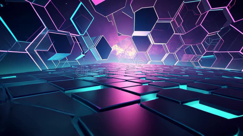 Futuristic 3D Geometric Shape Background, Virtual Environment Filled ...