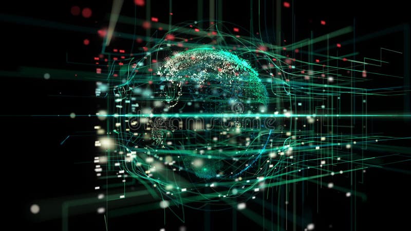 Futuristic 3D globe stock video. Video of cosmos, communicating - 225891643