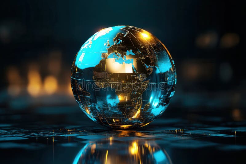 Futuristic 3D Globe with Glowing Highlights Symbolizes Global Diplomacy ...