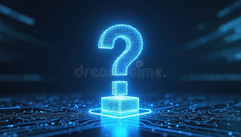 Glowing Question Mark Futuristic Circuit Board Background Stock Photos ...