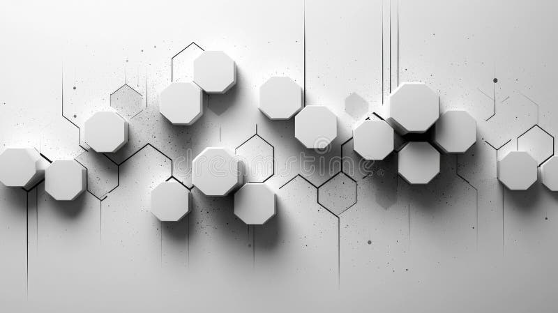 Futuristic 3D Hexagonal Abstract White Background. Generative AI Stock Illustration ...