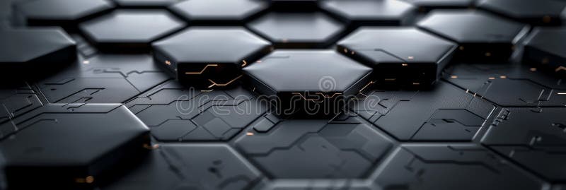 Futuristic 3D Hexagonal Pattern with Black Metallic Texture, Modern and ...