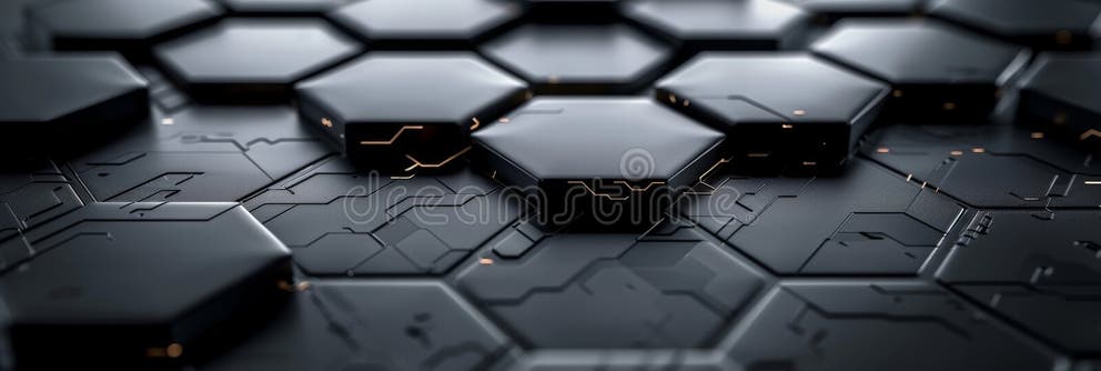 Futuristic 3D Hexagonal Pattern with Black Metallic Texture, Modern and ...