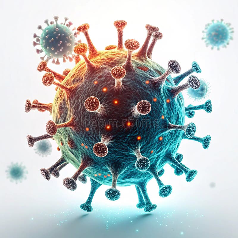 3D Holographic Projection of a Virus Stock Illustration - Illustration ...
