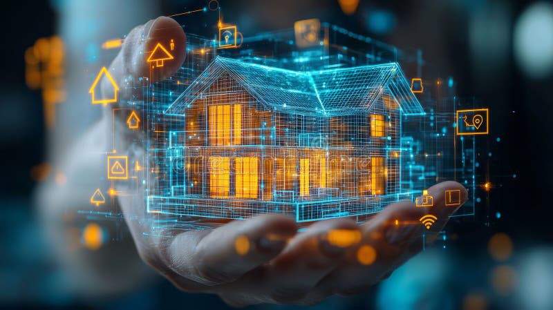 Futuristic 3D Holographic Model of Smart Home in Human Hand ...
