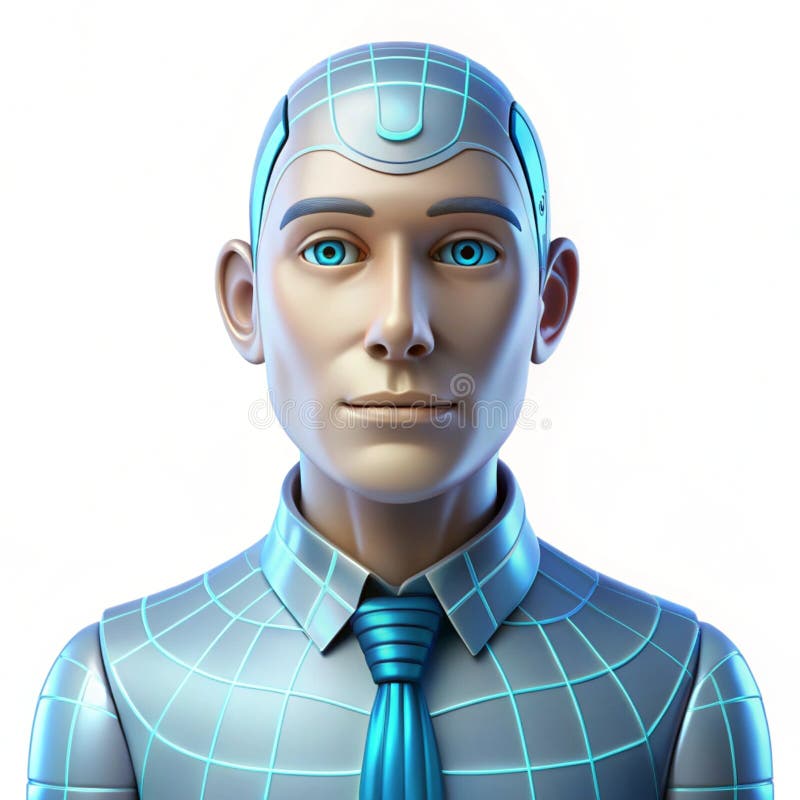 **Title:** Artificial Intelligence Man 3D Icon on White Background ...
