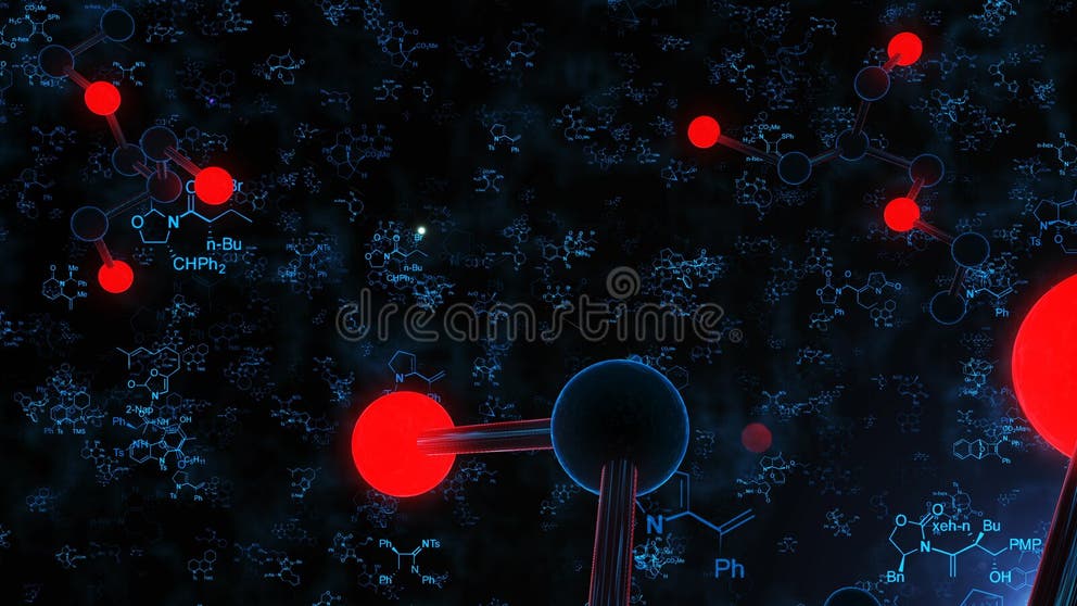 Spinning Molecule and Atom Structures Stock Illustration - Illustration ...