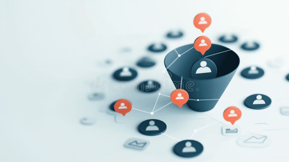 Futuristic 3D Illustration of Digital Funnel Process Stock Illustration ...