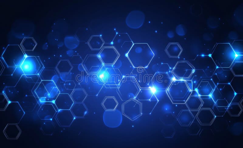 A Futuristic 3D Illustration Featuring a Field of Hexagons, with ...