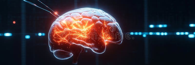 A Futuristic 3D Illustration of a Glowing Brain Representing ...