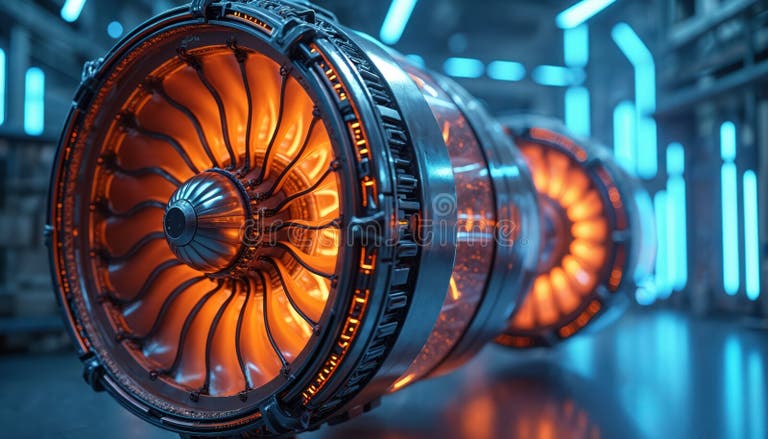 Futuristic 3D Illustration Shows Advanced Jet Engine Technology within ...