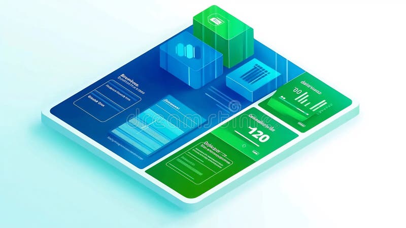 Futuristic 3D Isometric Digital Dashboard with Data Visualization ...