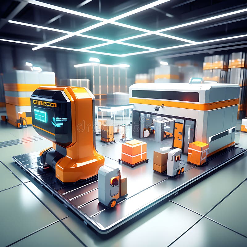 Futuristic 3D Isometric View: Automated Warehouse with Robots and Smart ... Futuristic 3D Isometric View: Automated Warehouse with Robots and Smart ...