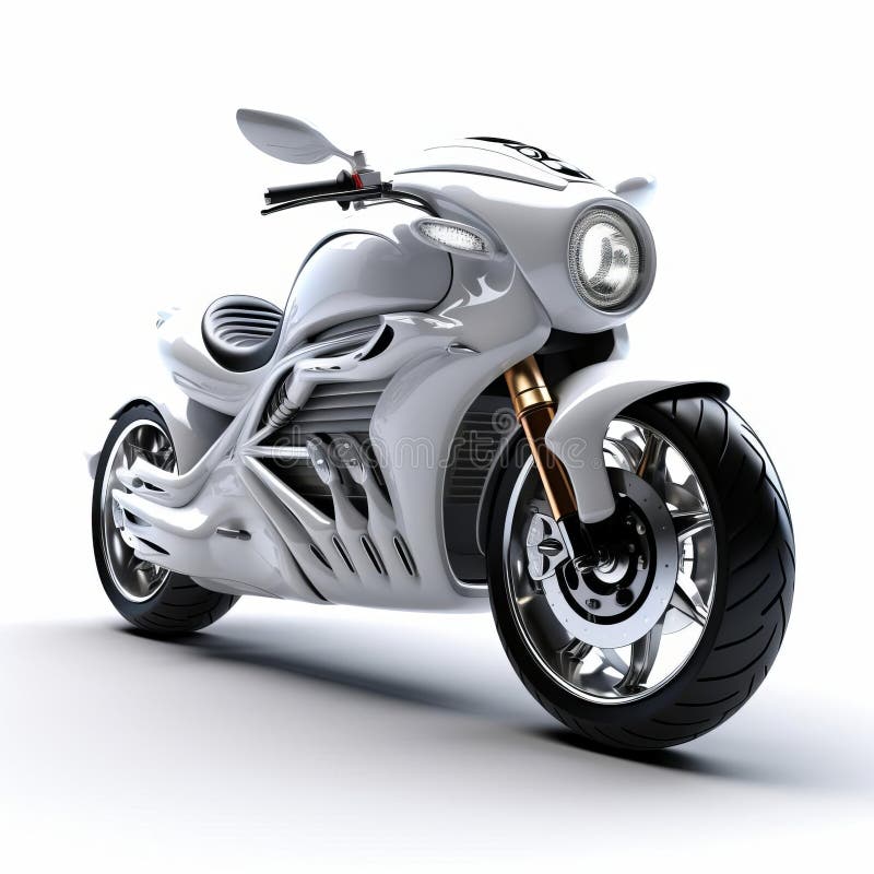 Futuristic 3d Lightning Motorcycle with Sleek Design on White Stock ...