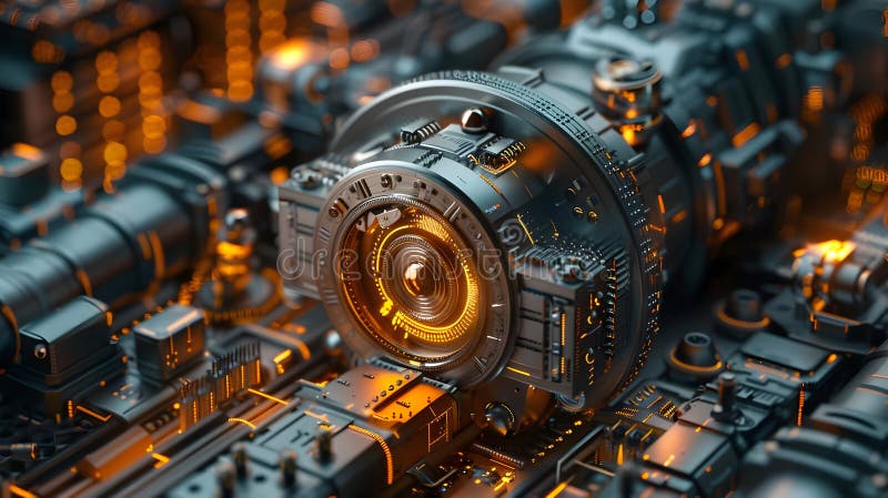 Futuristic 3D Mechanism Illustration Stock Illustration - Illustration ...