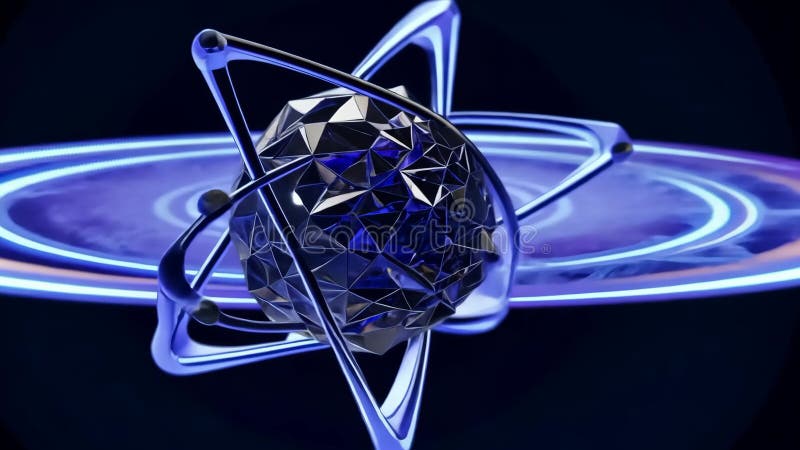 A Futuristic 3D Model of an Atom with Glowing Elements in Deep Space ...