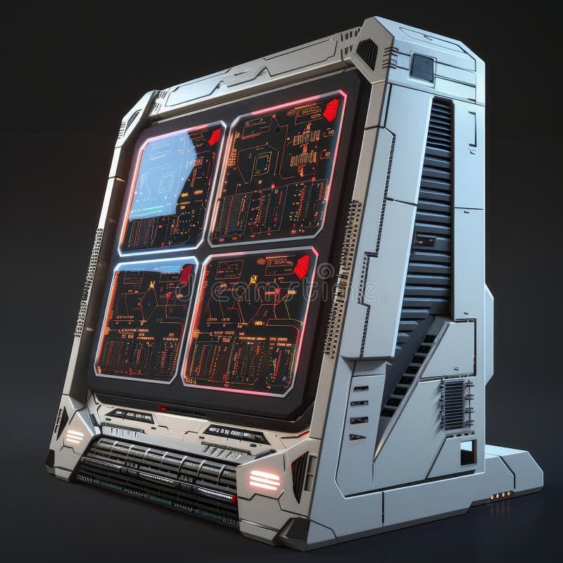 Futuristic 3D Model of a Nextgen Mainframe with Integrated AR Data ...